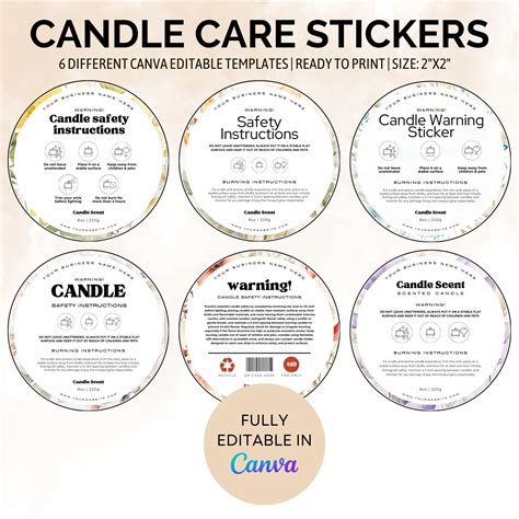candle warning sticker candle template custom candle label candle