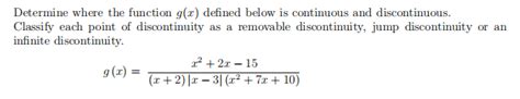 Solved Determine Where The Function G X Defined Below Is Chegg