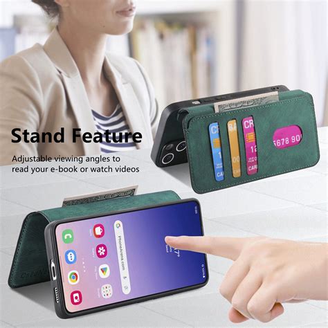 For Samsung Galaxy S FE G CaseNeo MagSafe RFID Anti Theft Retro Leather Phone Case Green