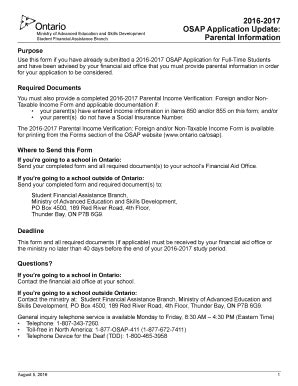 Fillable Online OSAP Application Update Parental Information Fax Email Print PdfFiller