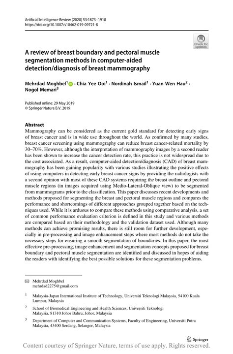 A Review Of Breast Boundary And Pectoral Muscle Segmentation Methods In Computer Aided Detection