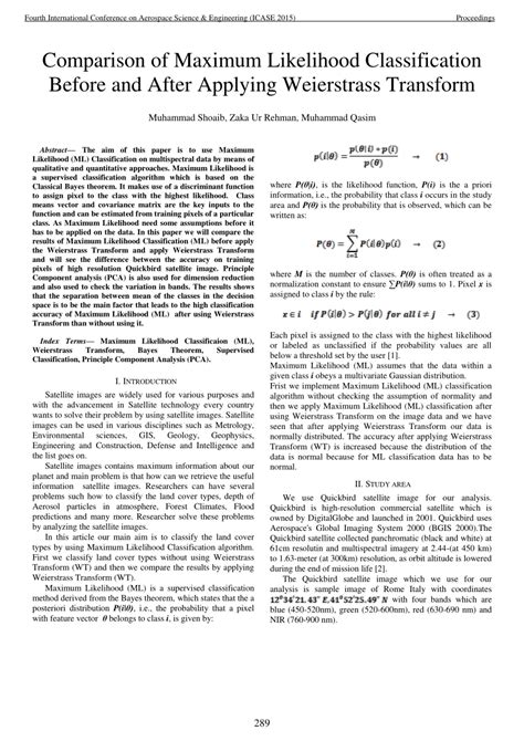 Pdf Comparison Of Maximum Likelihood Classification Before And After Applying Weierstrass