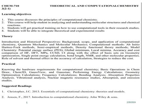 Introduction To Computational Chemistry Ppt