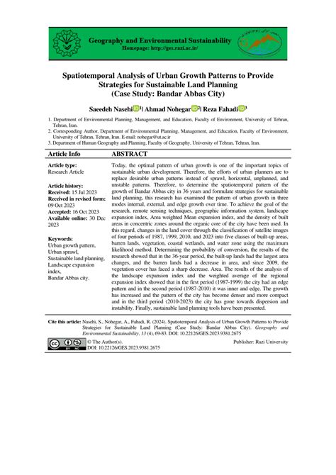 Pdf Spatiotemporal Analysis Of Urban Growth Patterns To Provide Strategies For Sustainable