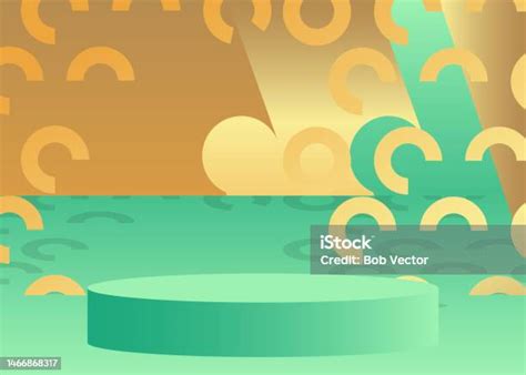 추상 골드 청록색 모형 제품 벡터 3d 룸 현실적인 실린더 받침대 연단 디스플레이 빈 장면 프레젠테이션을 위한 최소한의 무대 쇼케이스 미래 공상 과학 기하학적 형태 0명에