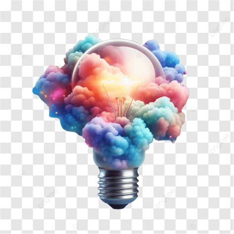 Lighting Bulb With Colorful Cloud Colorful Cloud Lighting Bulb Png