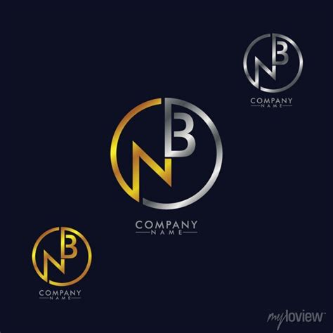Nb Bn Letter Logo Design Gold And Silver Posters For The Wall
