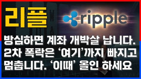 리플 전망 무조건 이 가격까지 내린 다음에 반등 나올겁니다 이때 어마무시하게 터질꺼에요 여기까지 오면 다시 풀매수 하세요 비트코인도지솔라나이더리움