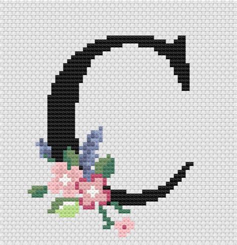 Letter C Floral Monogram Cross Stitch Pdf Pattern Instant Digital Download Etsy Canada