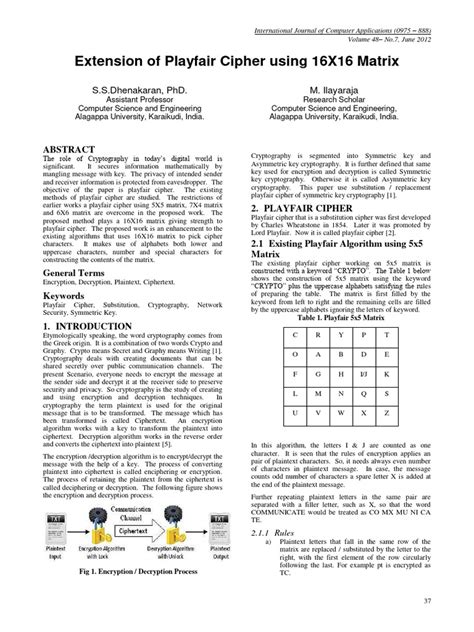 extension of playfair cipher using 16x16 pdf cryptography encryption