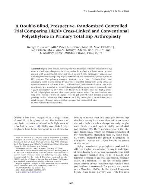 Pdf A Double Blind Prospective Randomized Controlled Trial Comparing Highly Cross Linked And