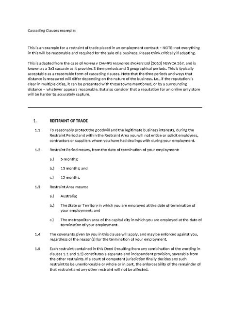 Example Cascading Clauses 1 Cascading Clauses Example This Is An Example For A Restraint Of