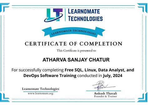 Atharva Chatur On Linkedin Learnomate Sql Linux Dataanalyst Devops Skill Newskills Learning