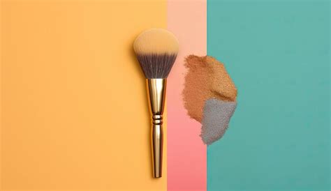 Premium Ai Image Make Up Brush With Multiple Colors Of Sand On Pink Background