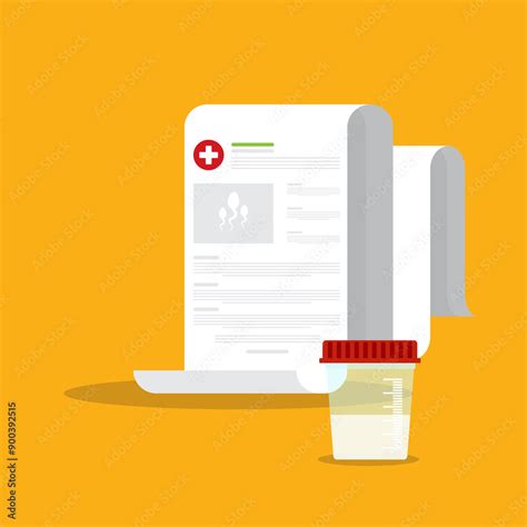 Sperm Semen Test Medical Sample In A Glass Tube And Medical Lab Analysis Form List With Results