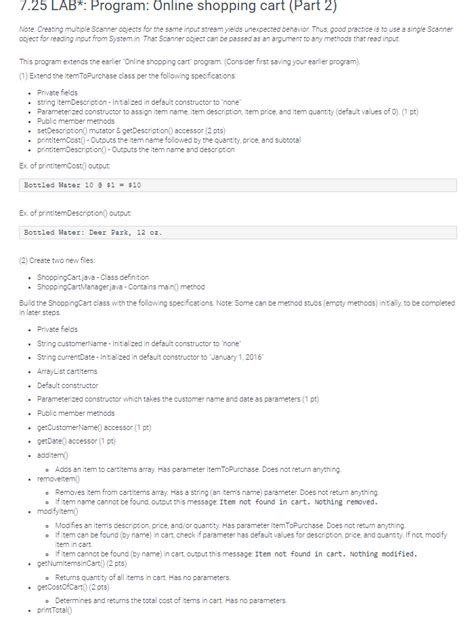 Solved 725 Lab Program Online Shopping Cart Part 2