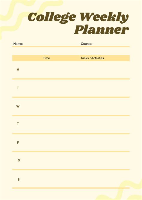 Free Academic Assignment Weekly Planner Template To Edit Online