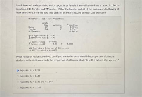Solved I Am Interested In Determining Which Sex Male Or Chegg Com