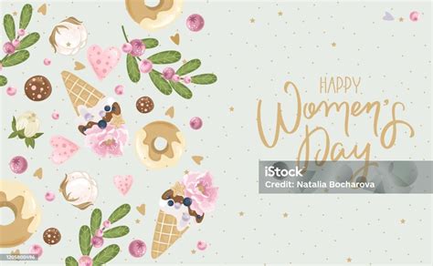 여성의 날 인사말 카드 손으로 그린 꽃 배경 8 3 월 여성 휴가를위한 문자 문자 메시지 레터링 디자인과 손으로 그리기 텍스처와 벡터 템플릿 카드 포스터 전단지를 위한