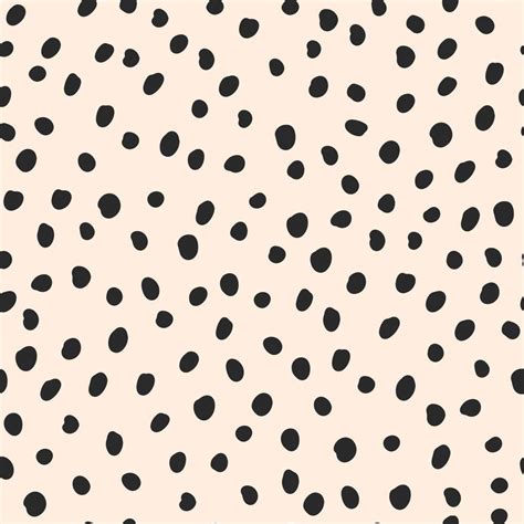 Cute Black Hand Drawn Polka Dot On Beige Background Vector Seamless