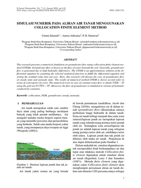 Simulasi Numerik Pada Aliran Air Tanah Menggunakan Pdf