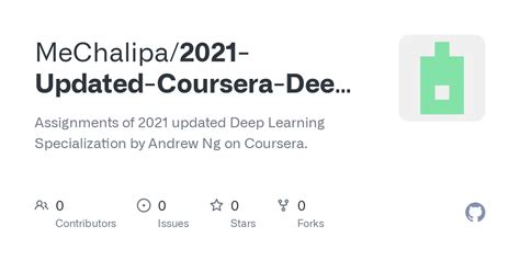Github Mechalipa2021 Updated Coursera Deep Learning Specialization