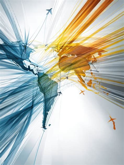 Connecting Flight Paths Illustrate Global Travel Between Continents And Enhance International