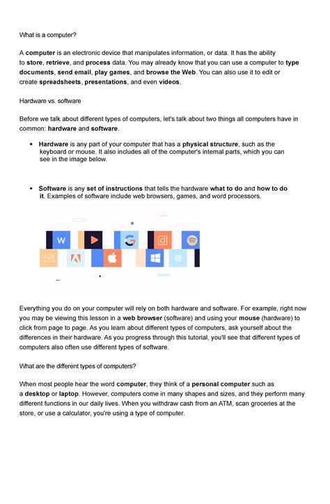 Computer System Lecture Notes What Is A Computer A Computer Is An Electronic Device That