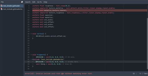 Invalid Include Exit Hint