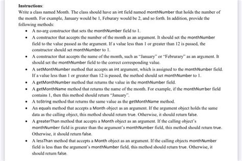 Solved Instructions Write A Class Named Month The Class