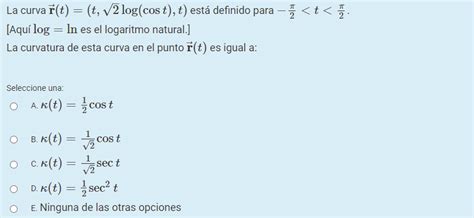 Solved The Curve R T T 2 Log Cost T Is Defined Chegg Com