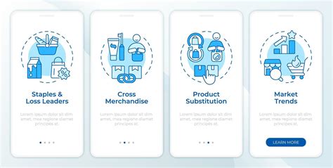 Product Assortment Optimization Blue Onboarding Mobile App Screen Walkthrough 4 Steps Editable