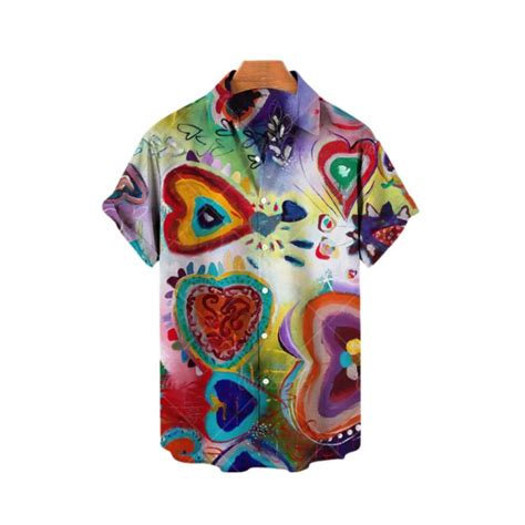 Badu Bg Модна мъжка ежедневна риза с 3d печат с ревери в хавайски стил широка и дишаща свежа
