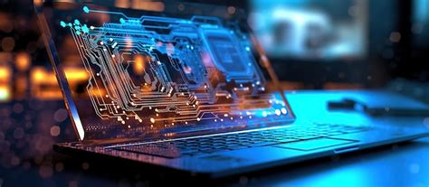 Premium Ai Image Laptop With Binary Code On Screen