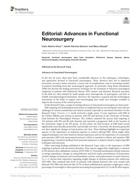 Pdf Editorial Advances In Functional Neurosurgery