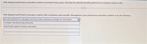 Solved Well Designed Performance Evaluation Systems