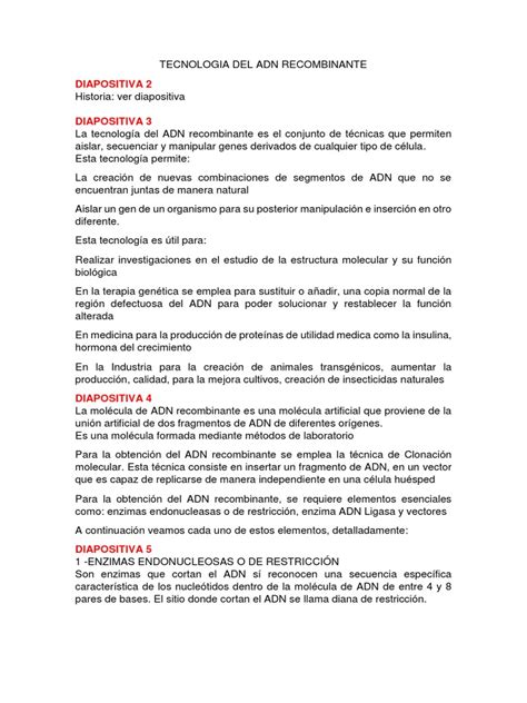 Introducción A La Tecnología Del Adn Recombinante Proceso De Generación De Adn Recombinante