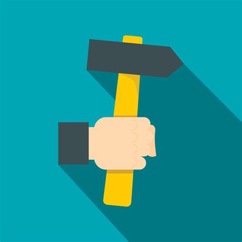 Hand Hoding Hammer With Yellow Tool Icon 15042382 Vector Art At Vecteezy