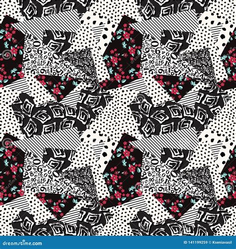 Patchwork Seamless Texture Stock Vector Illustration Of Asian 141199259