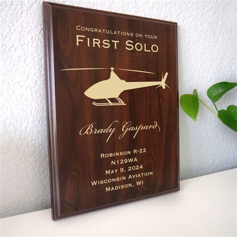 First Helicopter Solo Flight Award Personalized Helicopter Pilot