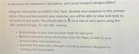 Solved In What Ways Do Exploratory Descriptive And Causal