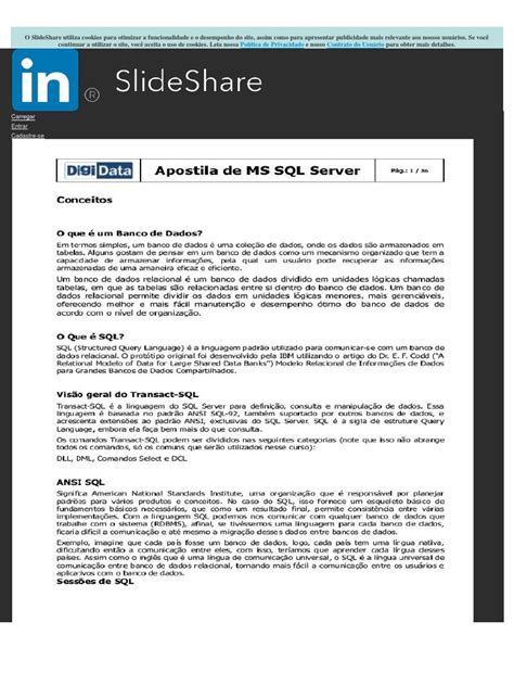 Apostila De Sql Server Pdf Sql Microsoft Sql Server