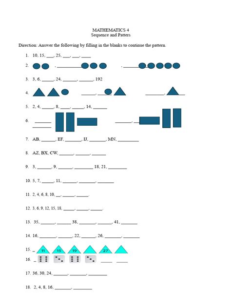 Sequence And Patterns Mathematics 4 Pdf Plants Flowers