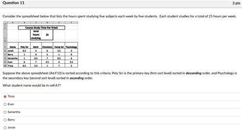 suppose the above spreadsheet a6 f10 is sorted according to this
