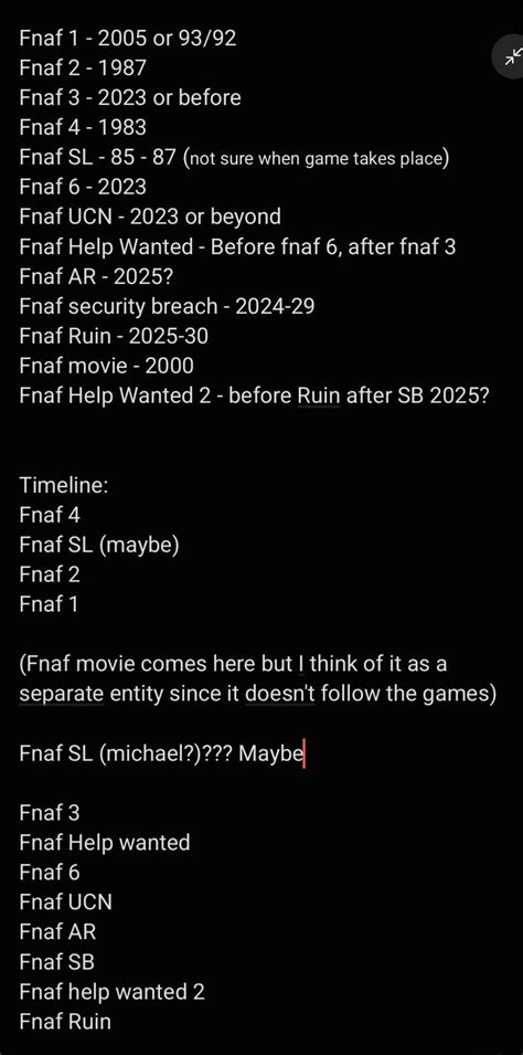 My Understanding Of The Fnaf Timeline R Gametheorists