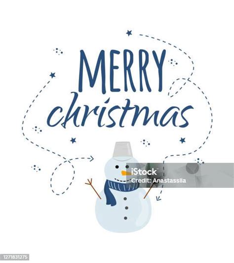 눈사람과 비문 메리 크리스마스 벡터 일러스트 엽서 메리 크리스마스 인사말 카드 크리스마스에 대한 스톡 벡터 아트 및 기타 이미지 크리스마스 0명 공휴일 Istock