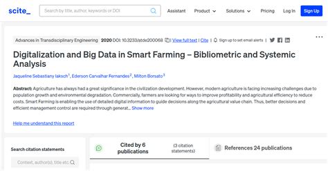 Digitalization And Big Data In Smart Farming Bibliometric And Systemic Analysis
