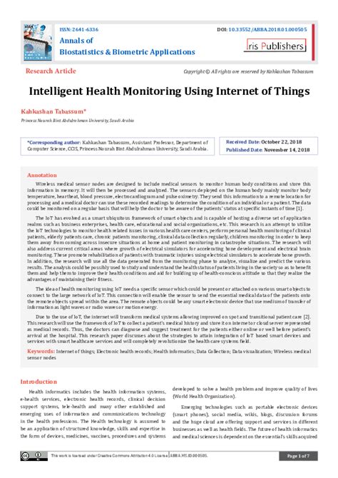 pdf intelligent health monitoring using internet of things