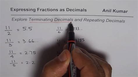 Repeating And Terminating Decimals From Fractions Youtube