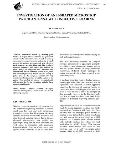 Investigation Of An H Shaped Microstrip Patch Antenna